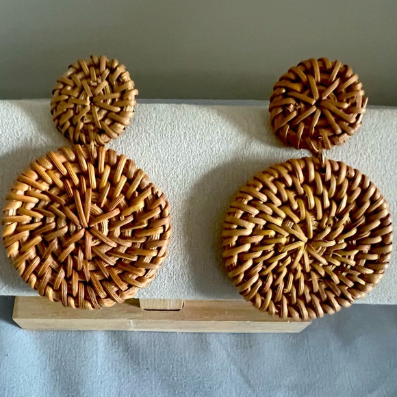 Jewelry | New Round Straw Wicker Disc Earrings | Poshmark
